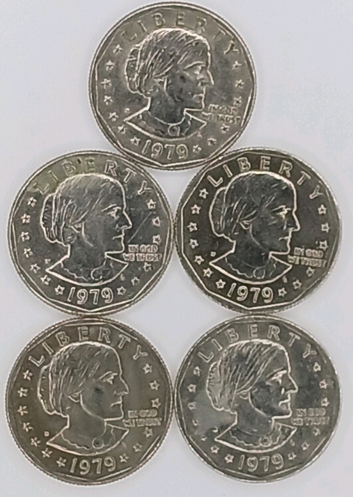 (5) 1979 Susan B. Anthony One Dollar Coins