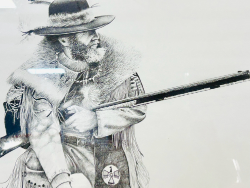 Framed Charcoal/ Graphite Style Drawing Of A Frontier Man By M. Martin ...