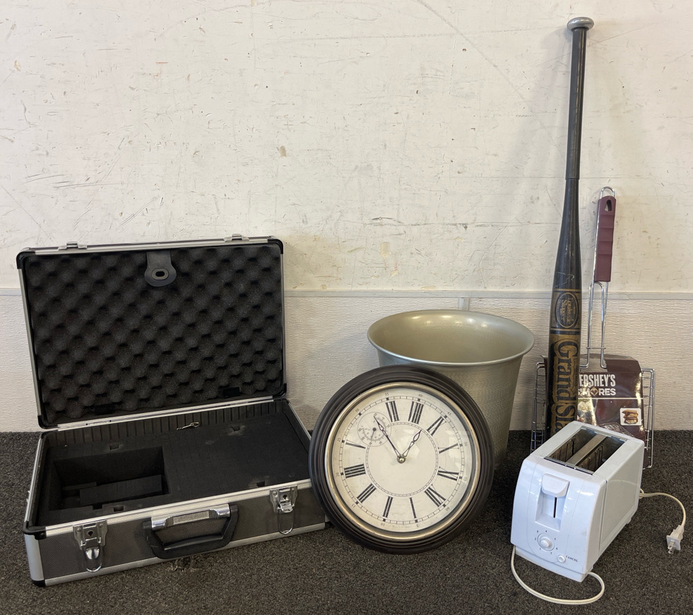 Padded Briefcase, Large Pot, Baseball Bat, Smores Maker & Toaster