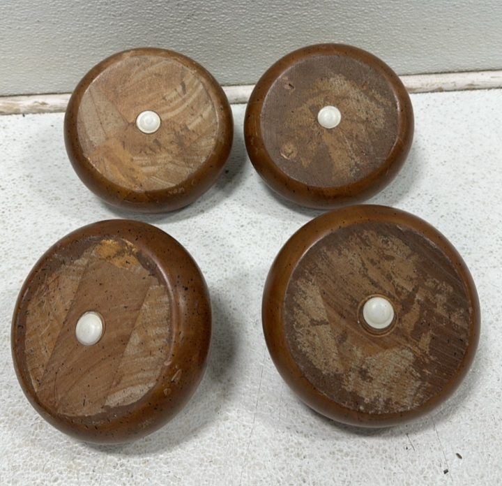 (2) Floral Couch Throw Pillows, (4) Wooden Screw-On Disc Shaped Couch Legs