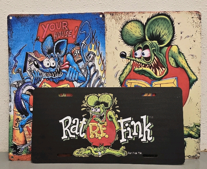 Rat Fink Metal Signs And License Plate- (2) Wall Signs And (1) License ...