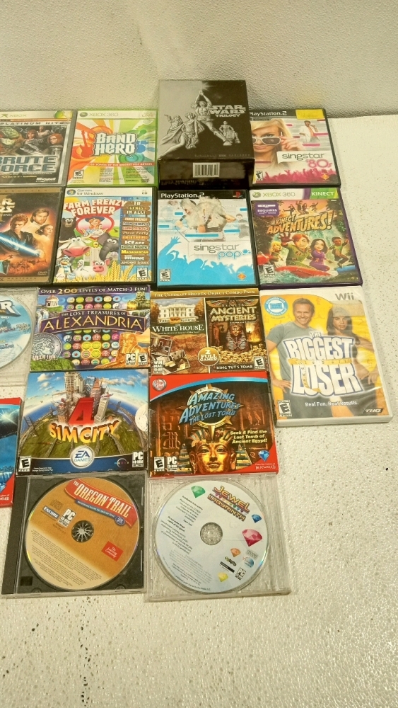 Huge Lot of 20 Console Video Games, PC Games, and Movies