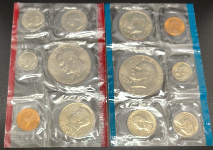 1977 U.S. Mint Uncirculated Coin Set, Philadelphia & Denver, Original ...