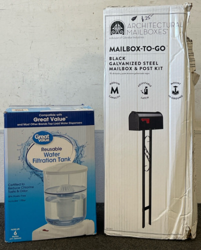 Reusable Water Filtration Tank, Black Galvanized Steel Mailbox & Post Kit