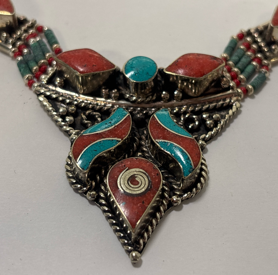 Beautiful Large Blue/Red Turquoise Necklace