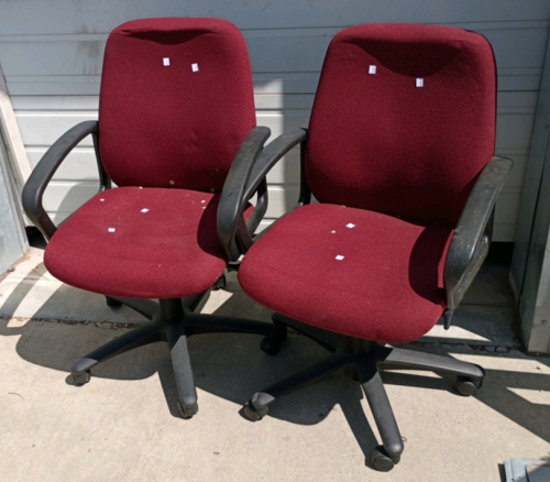 (2) Office Swivel Chairs, Red Cloth