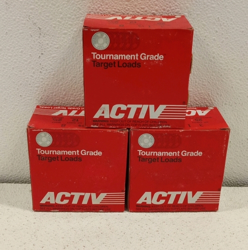 (3) Boxes of Activ 25 12 Gauge Shotgun Shells Tournament Grade