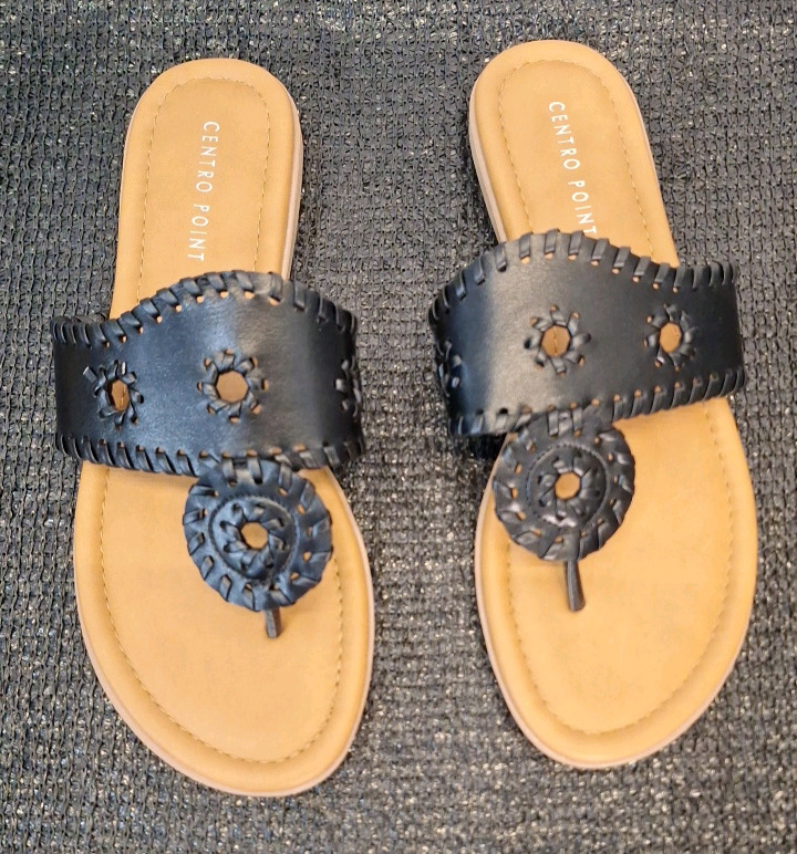(2) Pairs Of Centro Point Womens Flat Sandals / 1-Strap Flip Flops - (1 ...