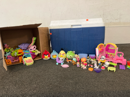 Coleman Cooler, Angry Birds Plushies, And Polly Pocket Toys