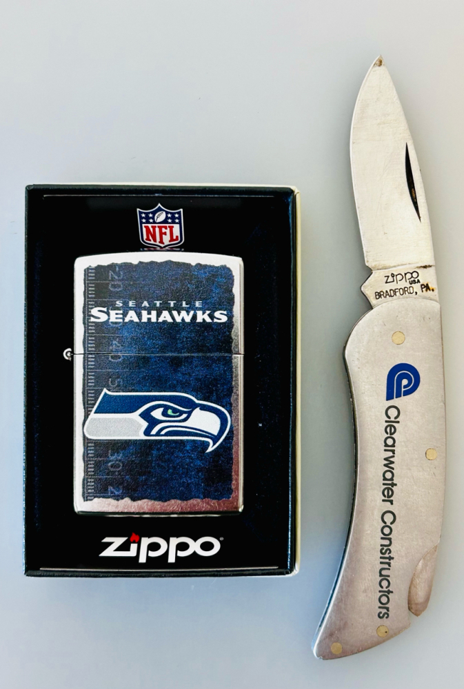 Seattle Seahawks Zippo Lighter and Zippo Stainless Folding Knife
