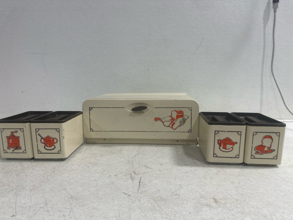 (1) Bread Box with Seperated Compartments, (1) Camping Gaz Gas Stove ...
