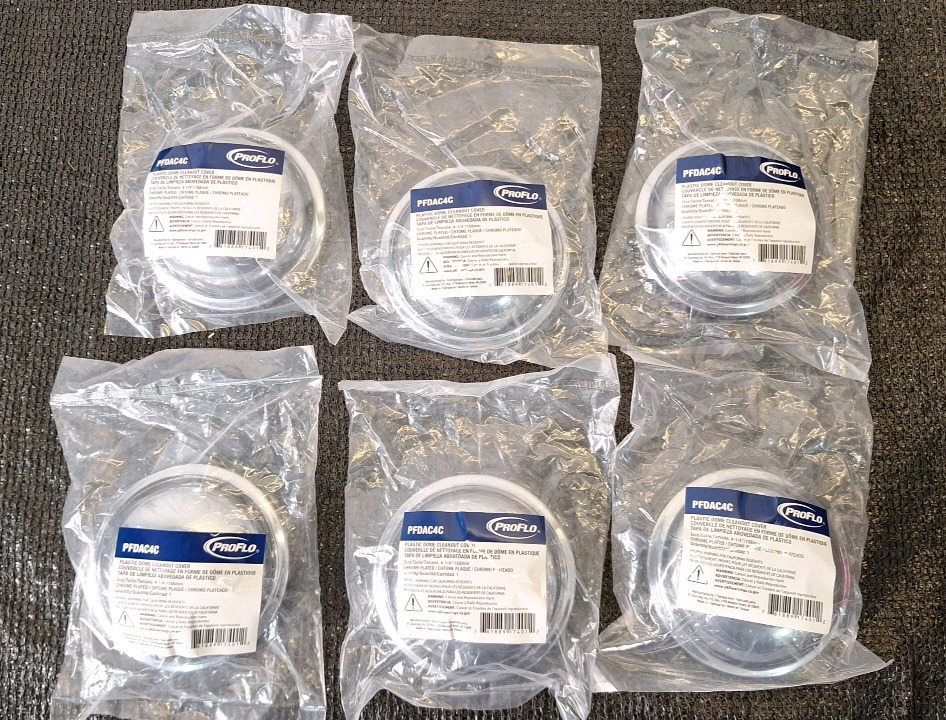 (6) ProFlo Plastic Dome Cleanout Covers, Chrome Finish & Assorted ...