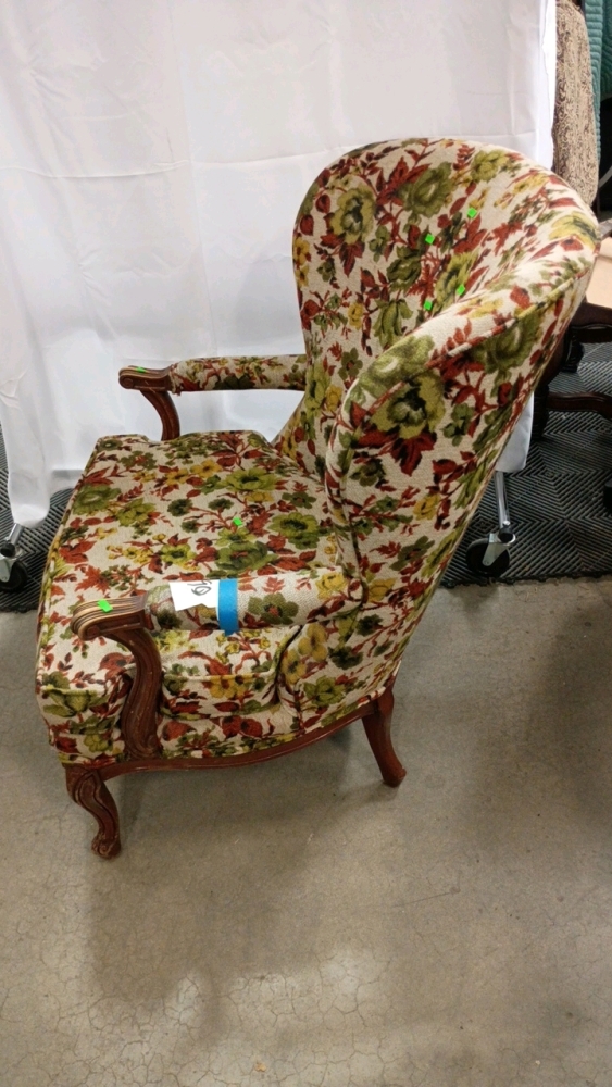 Vintage Cloth Chair Wooden Frame