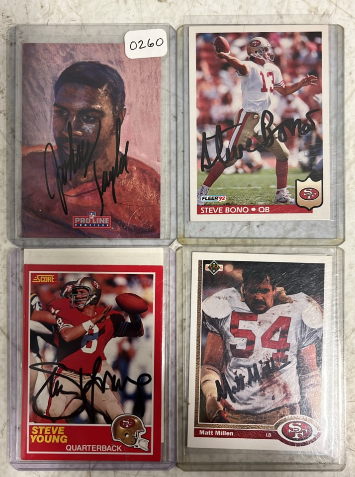 (4) Autographed 49ers Sports Cards Including 1992 Wide Receiver John ...