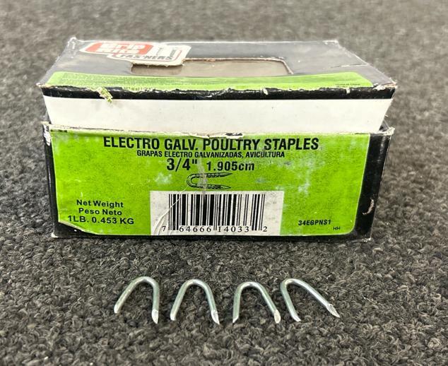 (1) Box Of Grip Rite Electro Galv. Poultry Staples, (1) Box Of Grip ...