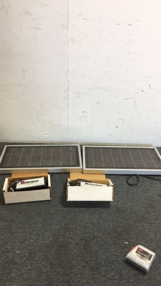(2) Uni Solar Solar Panels 14.5” x 8” (2) Solargizer Battery ...