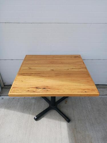 Square Café Table with Light Wood Top and Metal Pedestal Base, 30 x 30 ...