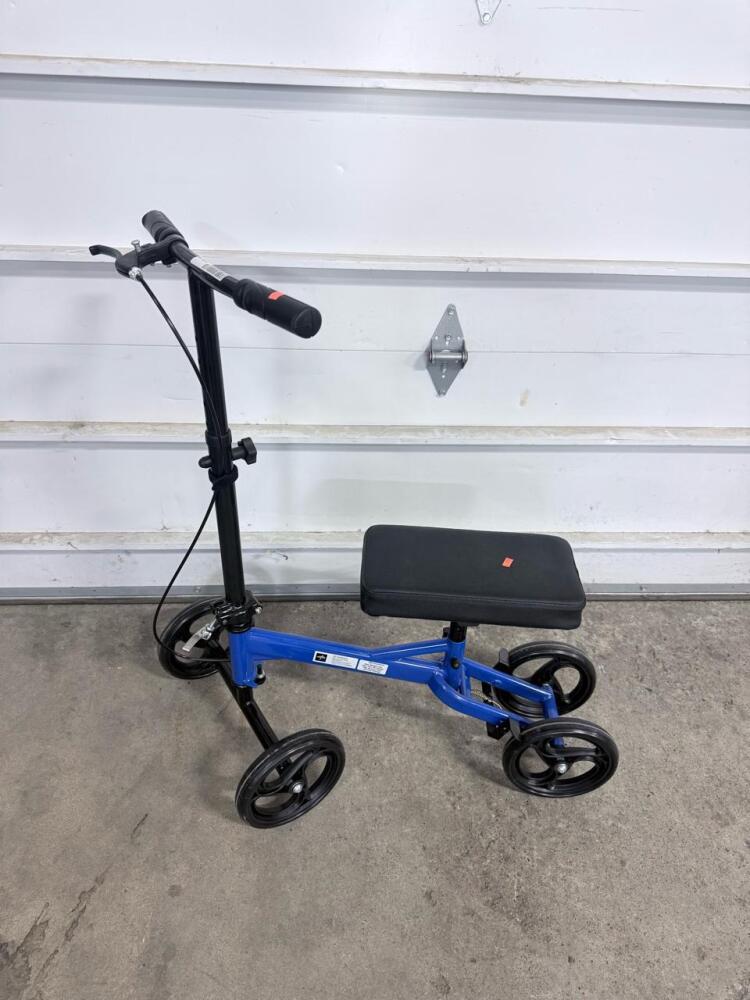Blue Knee Walker Scooter, 4 Wheels, Hand Brake, Adjustable Height, 300 ...