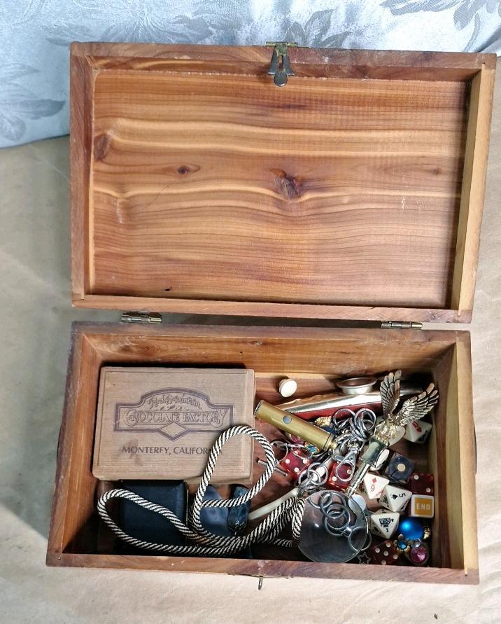 (9) Assorted Bolo Ties & (1) Wooden Keepsakes Box