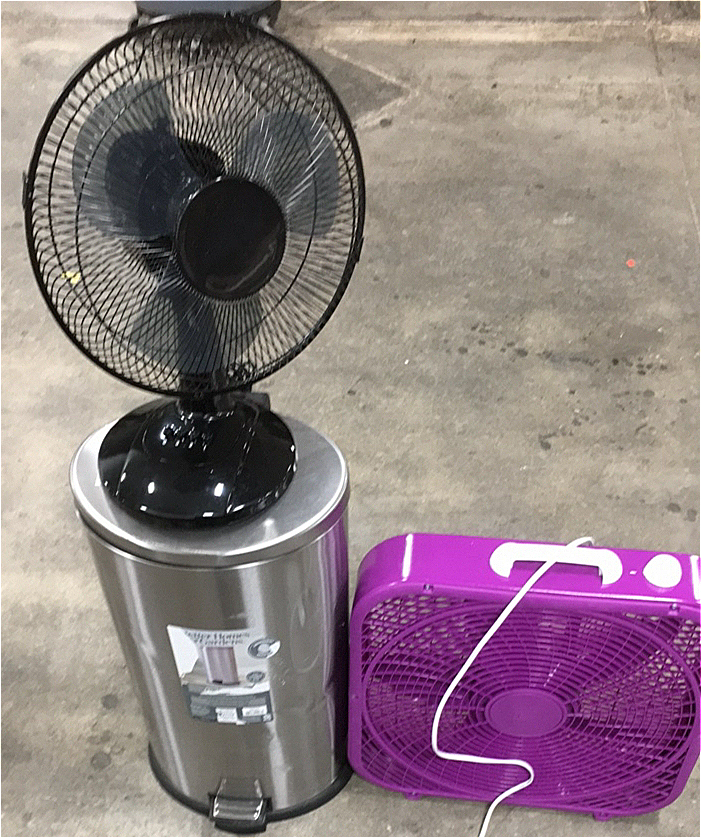 Better Homes Trash Can with Lid (1) Purple Box Fan