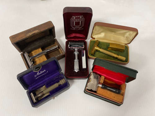 (5) Antique Safety Razors in Original Boxes