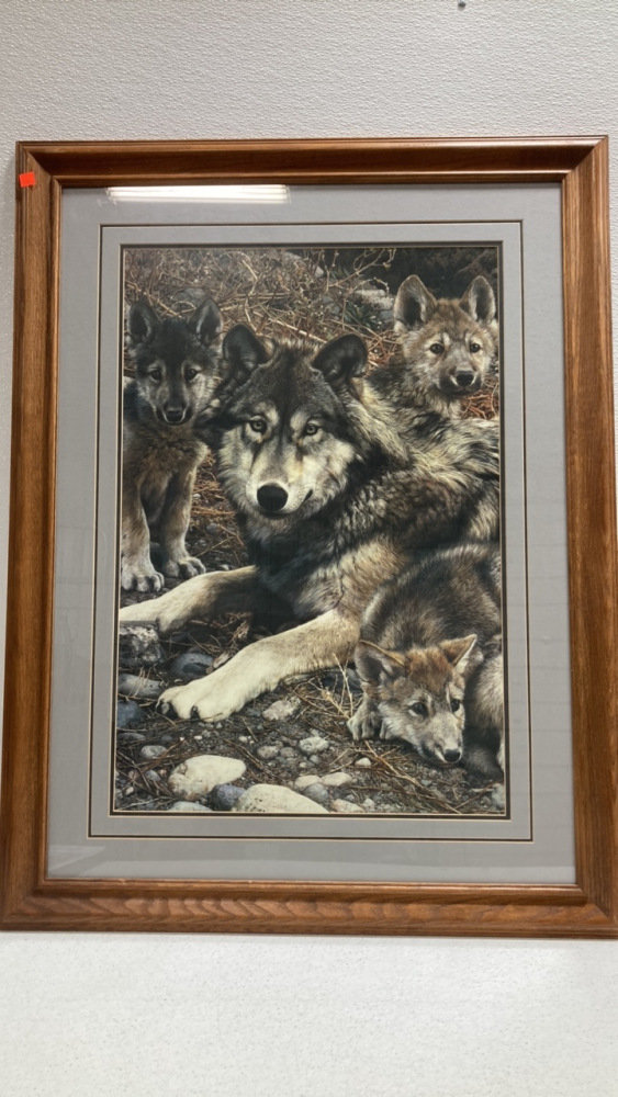 Large Framed Den Mother Wolf Print