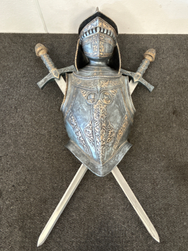 Life-Size Knight Armor Medieval Décor Sculpture with Matching Swords