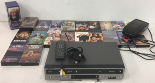 (1) Go.Video Dual VHS/DVD Player With Renote and Paperwork (1) Kinyo ...